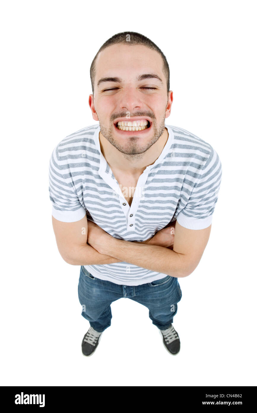 young silly man full body in a white background Stock Photo - Alamy