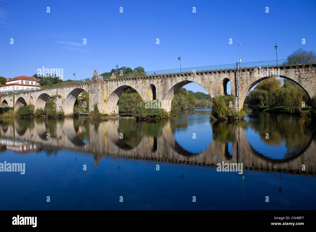 ancient roman bridge of Ponte da Barca in the north of Portugal Stock ...
