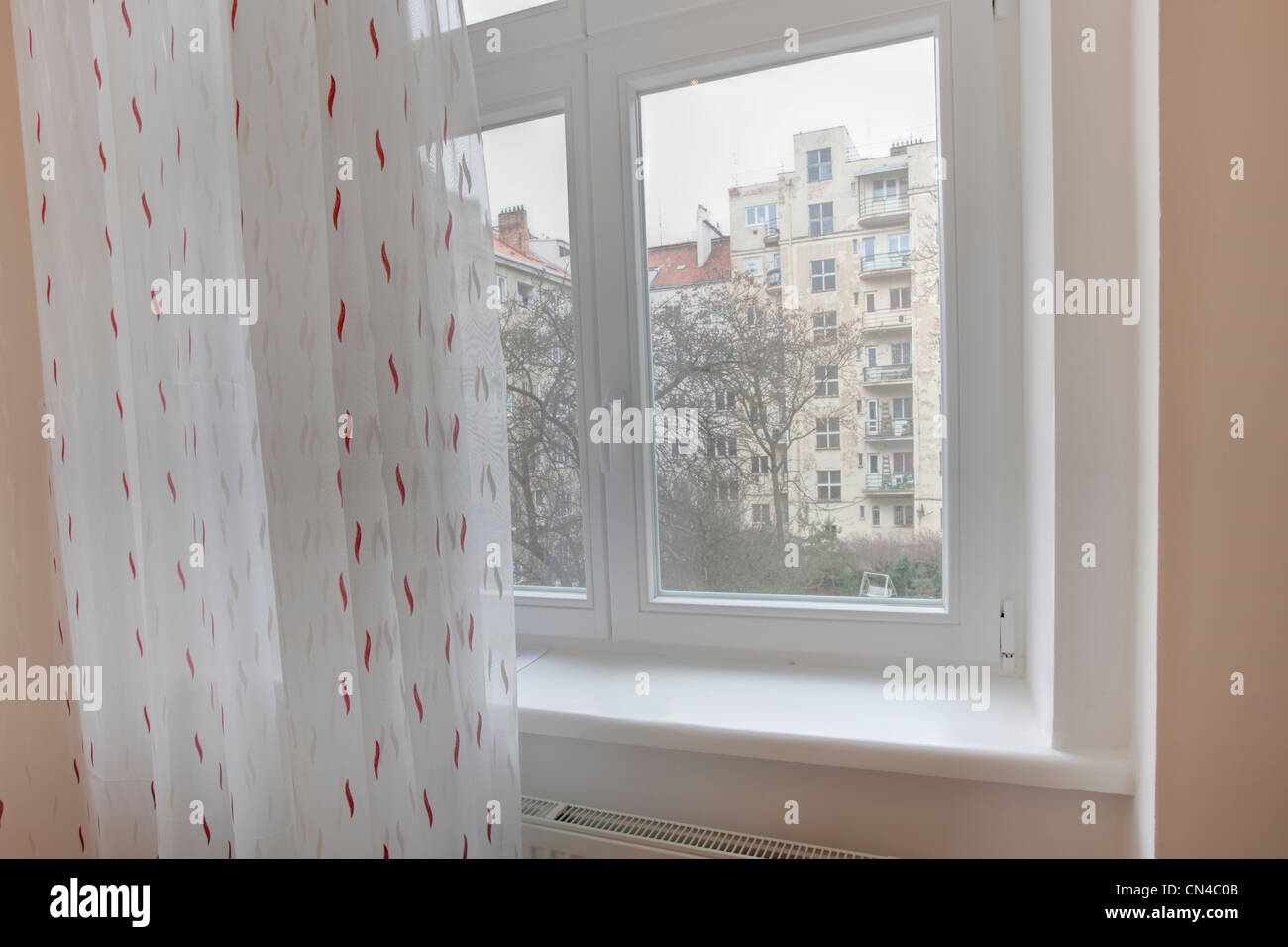 View out of a window of an apartment Stock Photo - Alamy