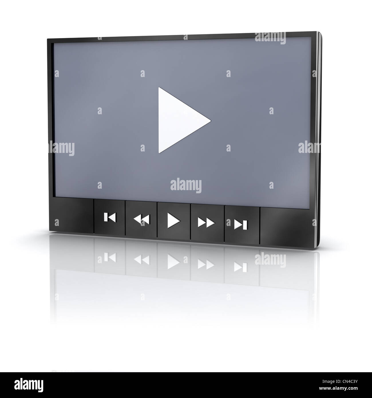 Media video player with reflection Stock Photo - Alamy