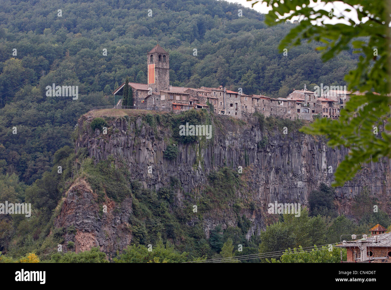 Spain, Catalonia, Natural Park of Garrotxa, Castellfollit de la Roca ...