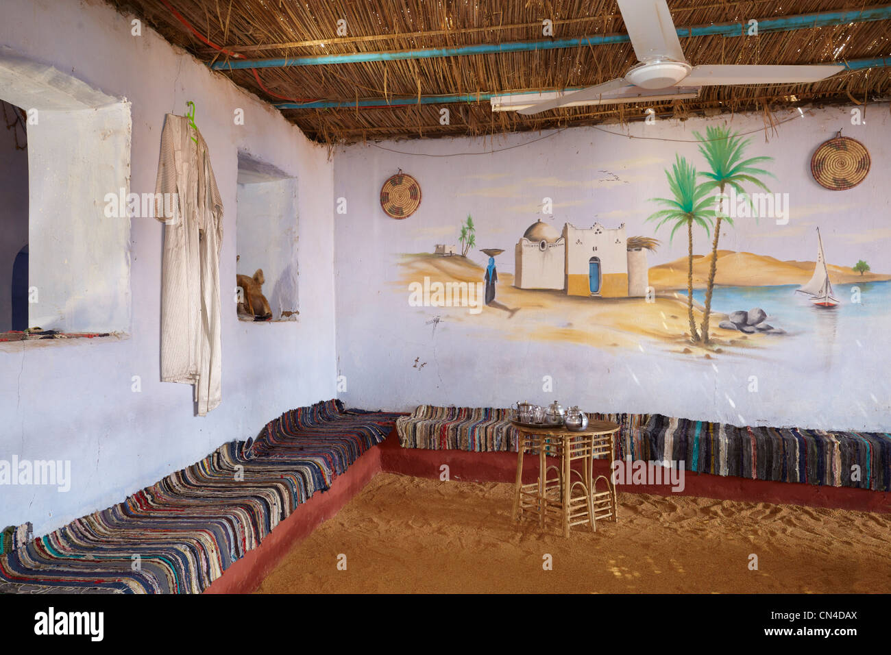Egypt - Nubian village near Aswan, inside traditional Nubian house ...