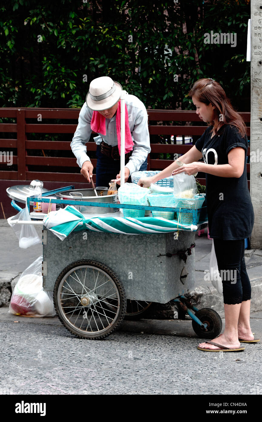 Mobile hawker stall selling food, silom, Bangkok, Asia Stock Photo - Alamy