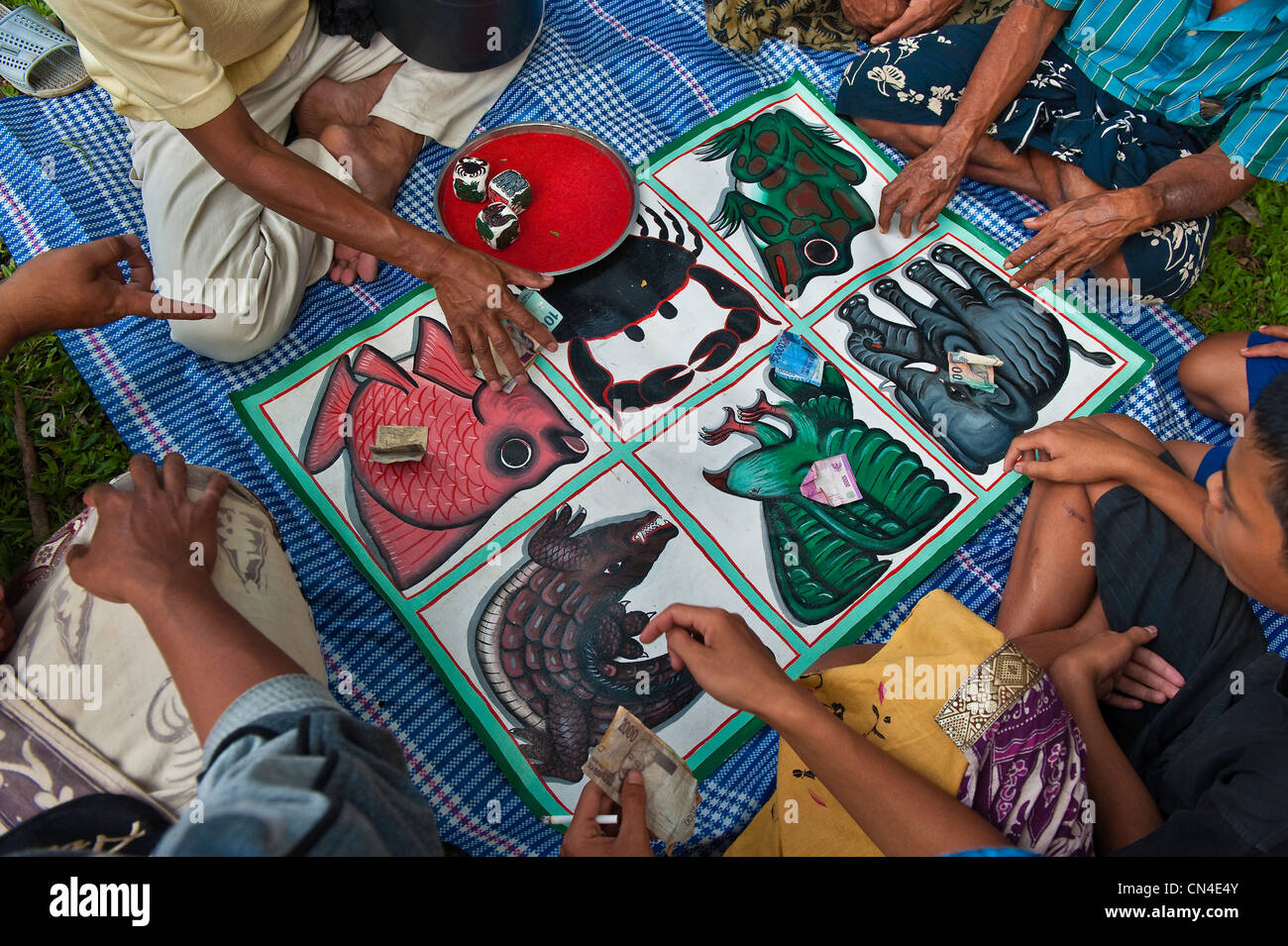 Indonesia, Bali Island, Taro village, Dalem Pingit temple, gambling ...