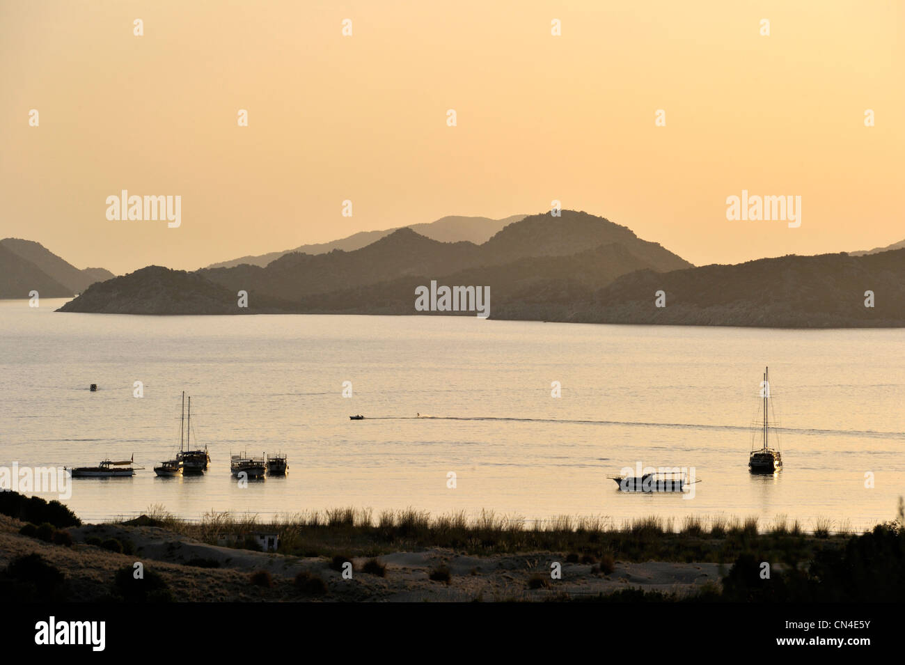 Turkey, Mediterranean Region, Turquoise Coast, Lycia, Kekova Bay Stock ...