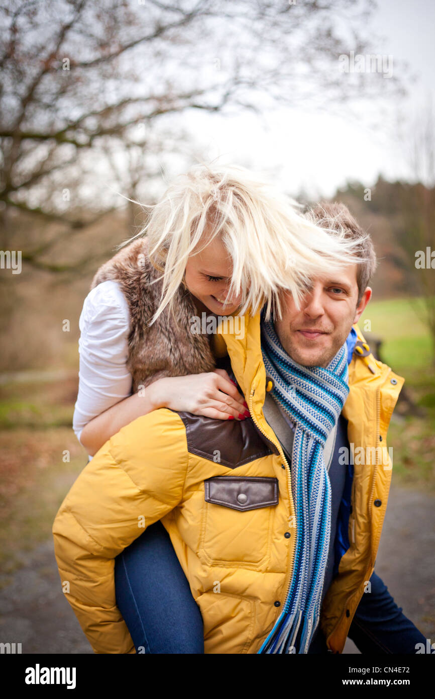Two young women piggybacking hi-res stock photography and images - Alamy