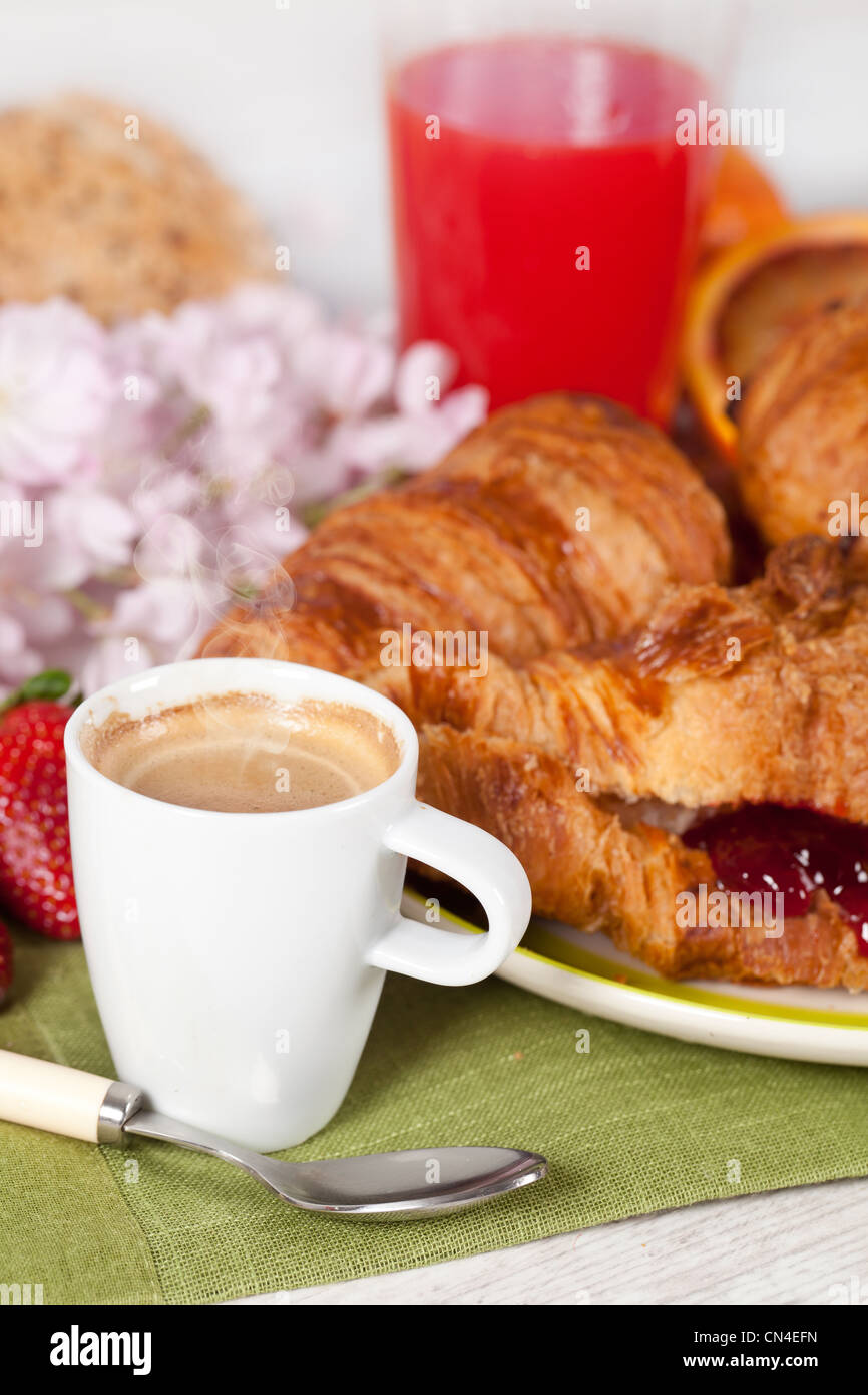 Hot coffee delicious croissant hi-res stock photography and images - Alamy