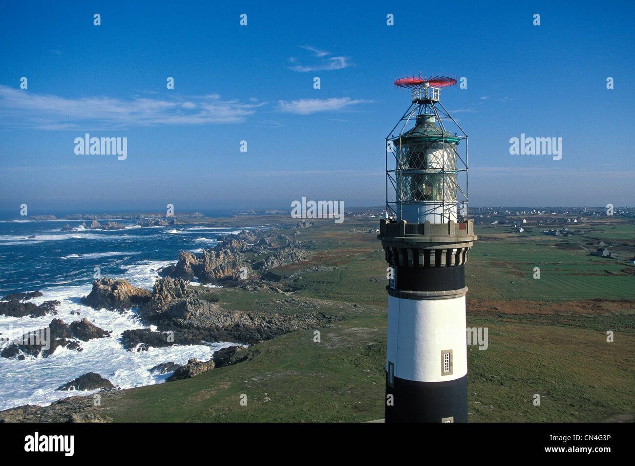 France, Finistere, Ile d'Ouessant, Creach lighthouse, the most powerful ...