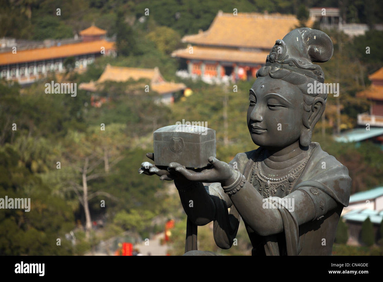 Female Buddhist Sculpture near to the Big Buddha of Lantau Island Stock ...
