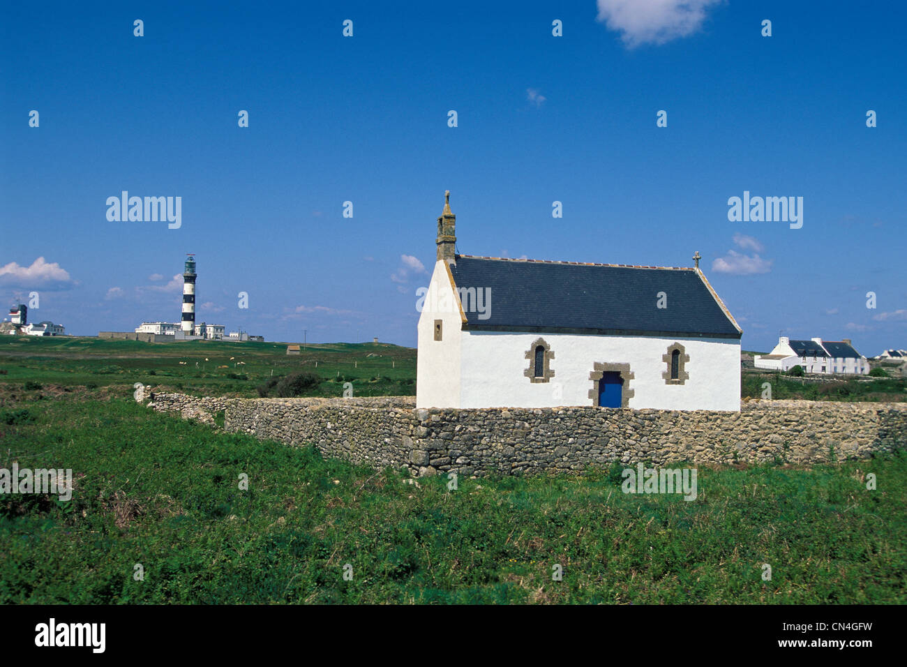France, Finistere, Ile d'Ouessant, Notre Dame de Bon Voyage chapel ...