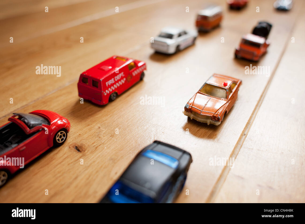 Lanes of toy traffic Stock Photo - Alamy