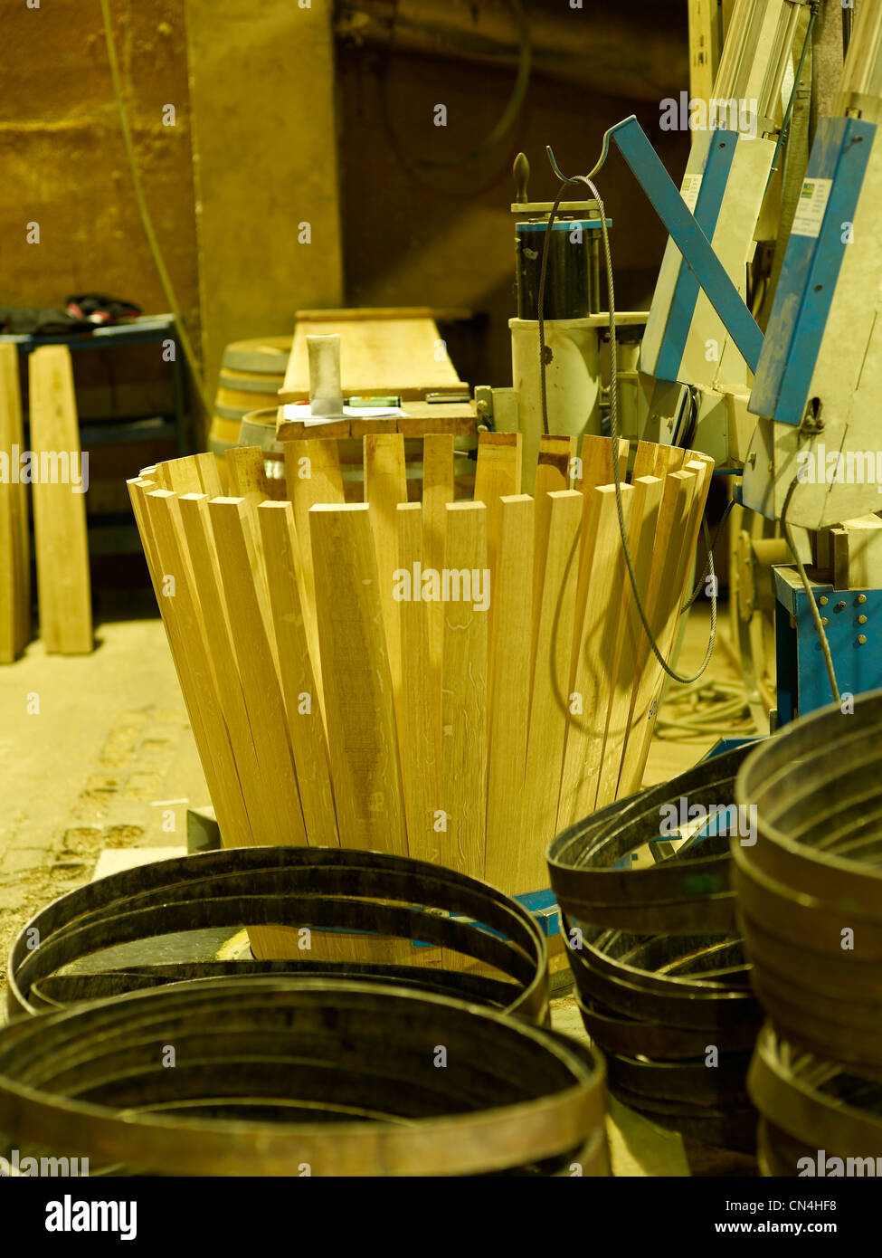 France, Cote d'Or, Beaune, feature: the Cooperage, Tricolored Fire ...