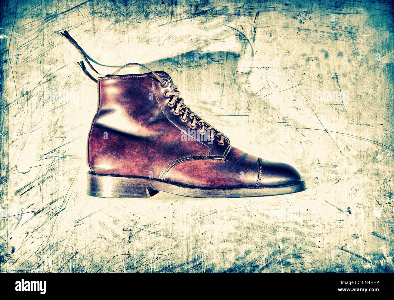Single brown boot Stock Photo - Alamy