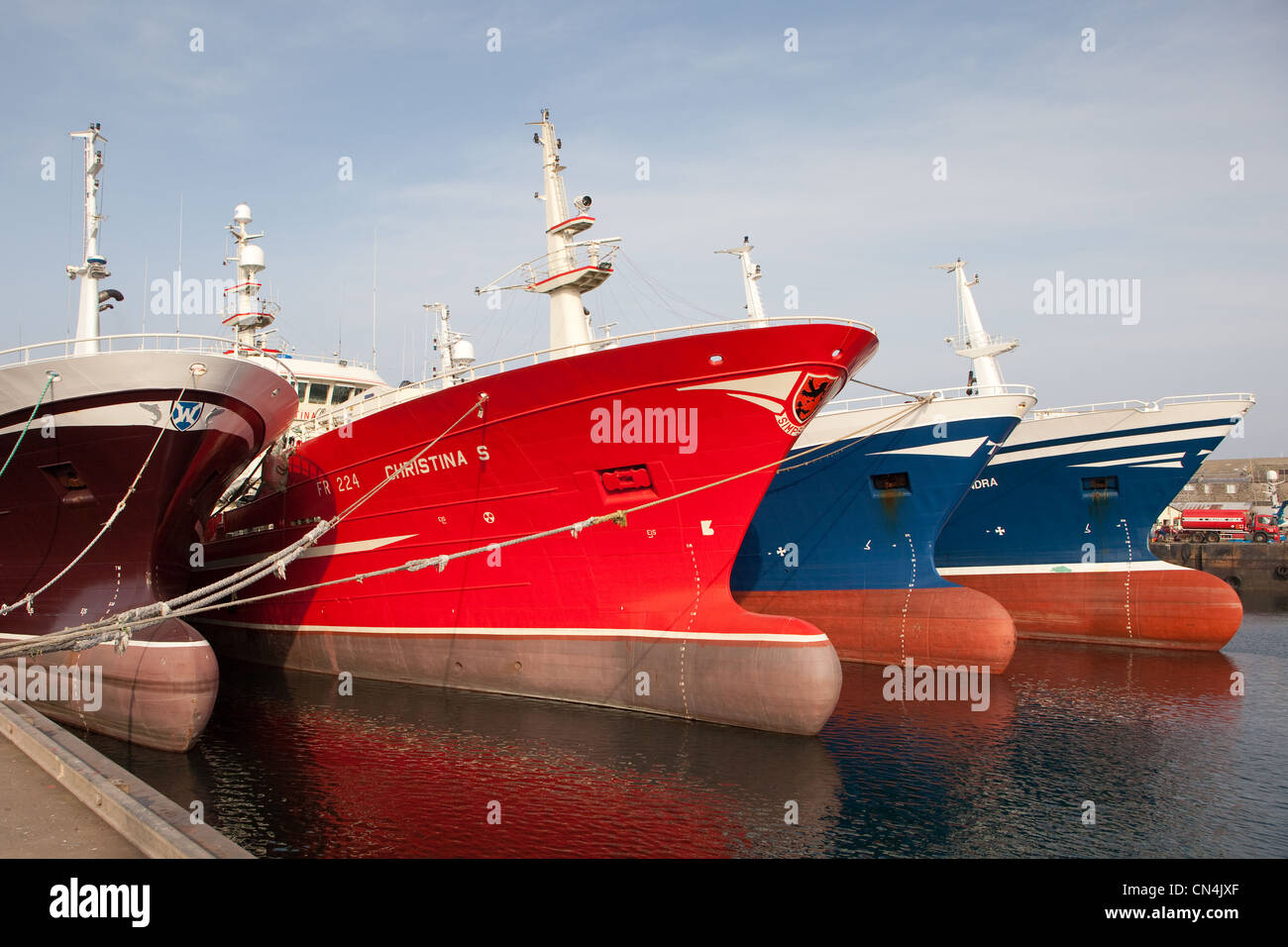 Deepsea trawlers alongside the port of Fraserburgh N.E.Scotland Part of ...