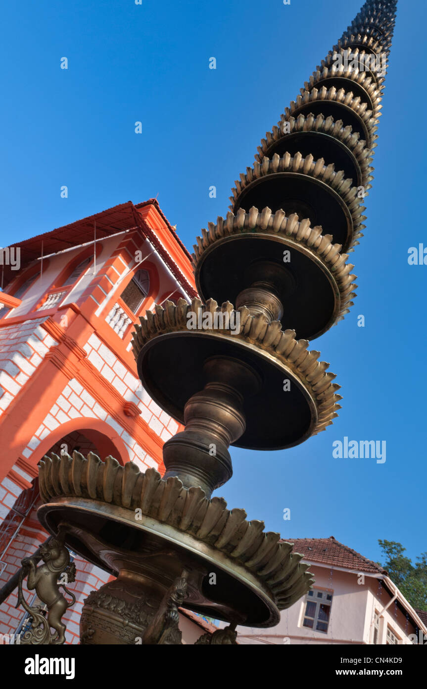 Lamp tower Mahalsa hindu temple Mardol village Ponda Goa India Stock ...