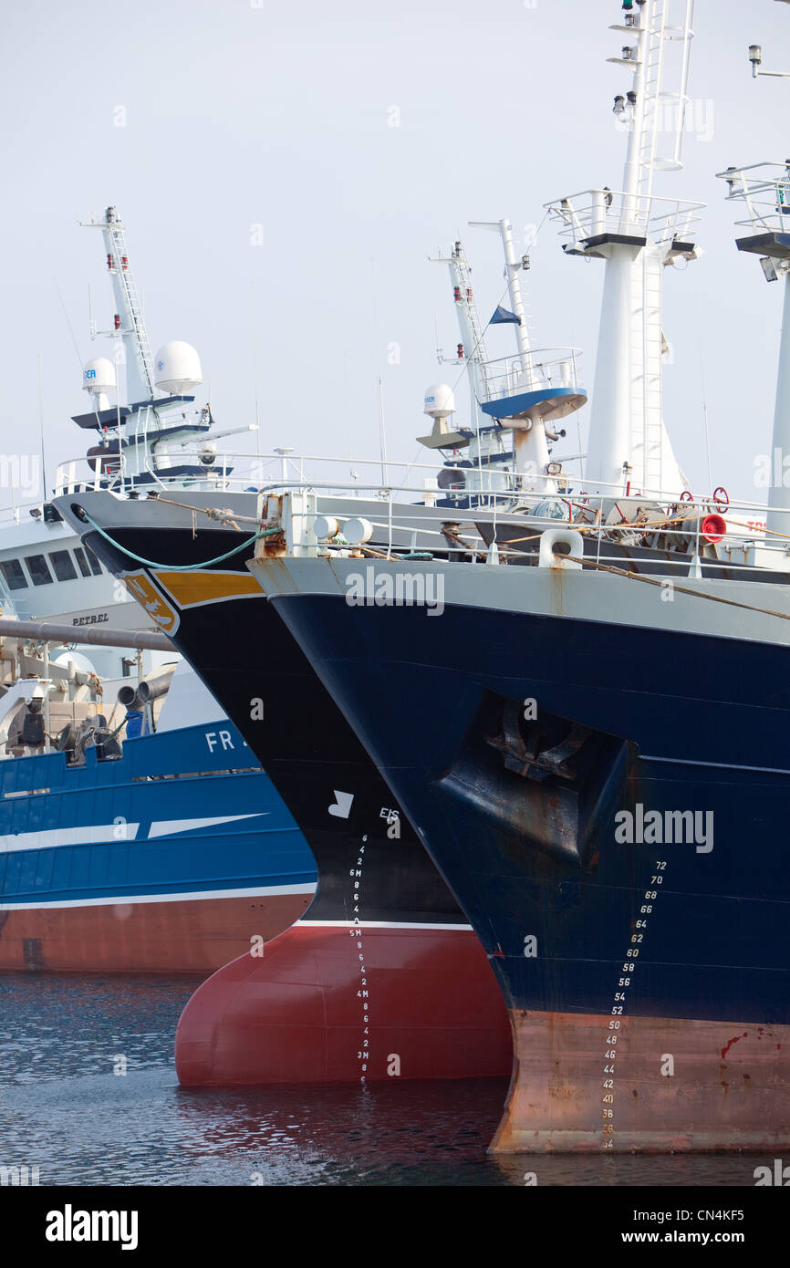 Deepsea trawlers alongside the port of Fraserburgh N.E.Scotland Part of ...