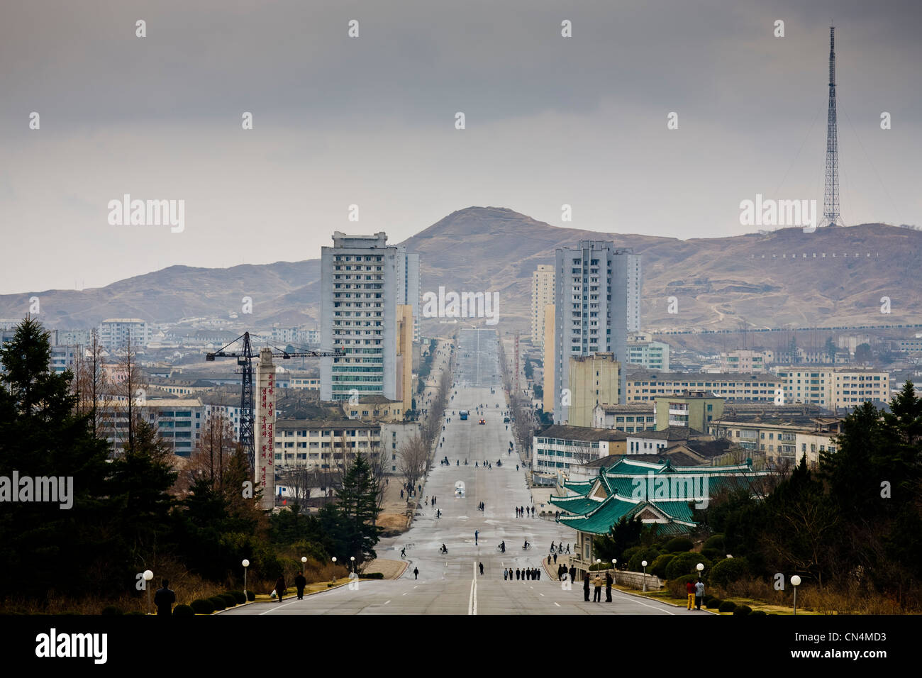 North Korea, North Hwanghae province, Kaesong, Kaesong's main avenue ...