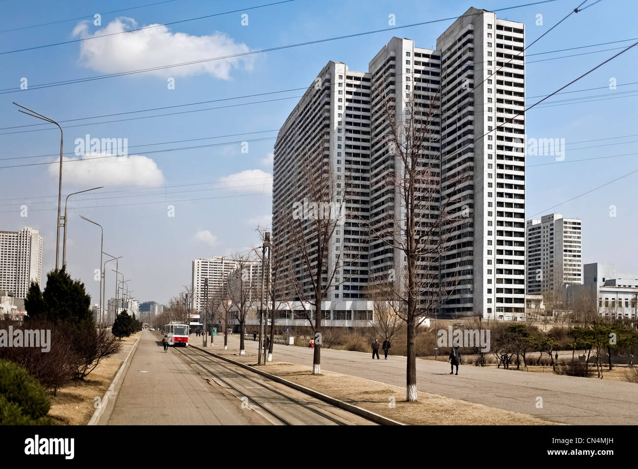 North Korea, Pyongyang, apartments building for the most faithful ...