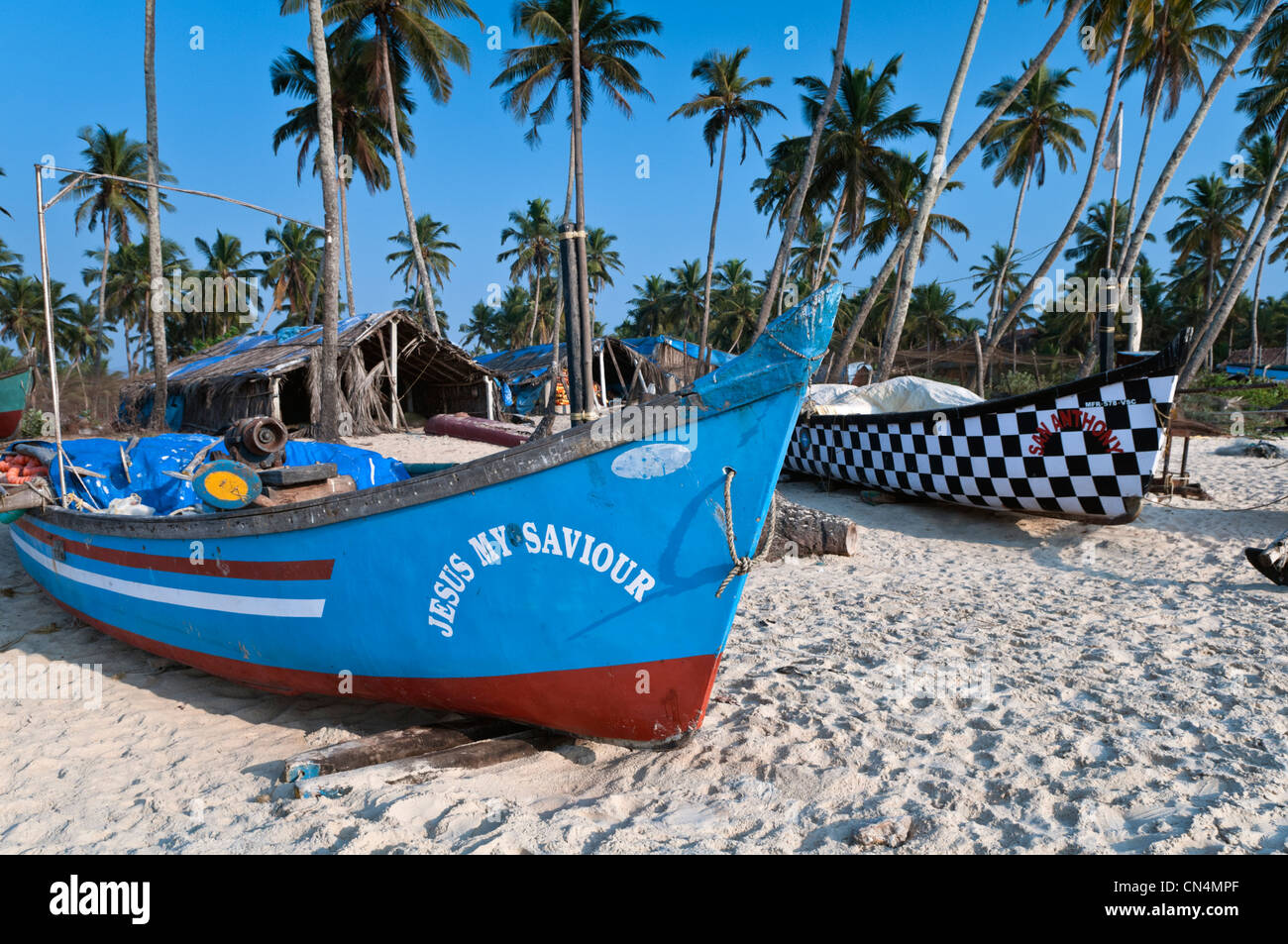 Fishing boats Colva Beach Goa India Stock Photo - Alamy