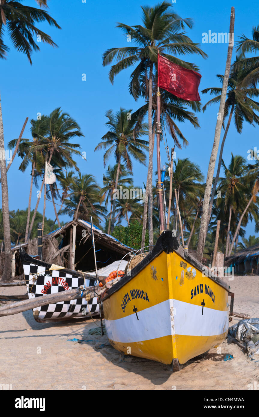 Fishing boats Colva Beach Goa India Stock Photo - Alamy