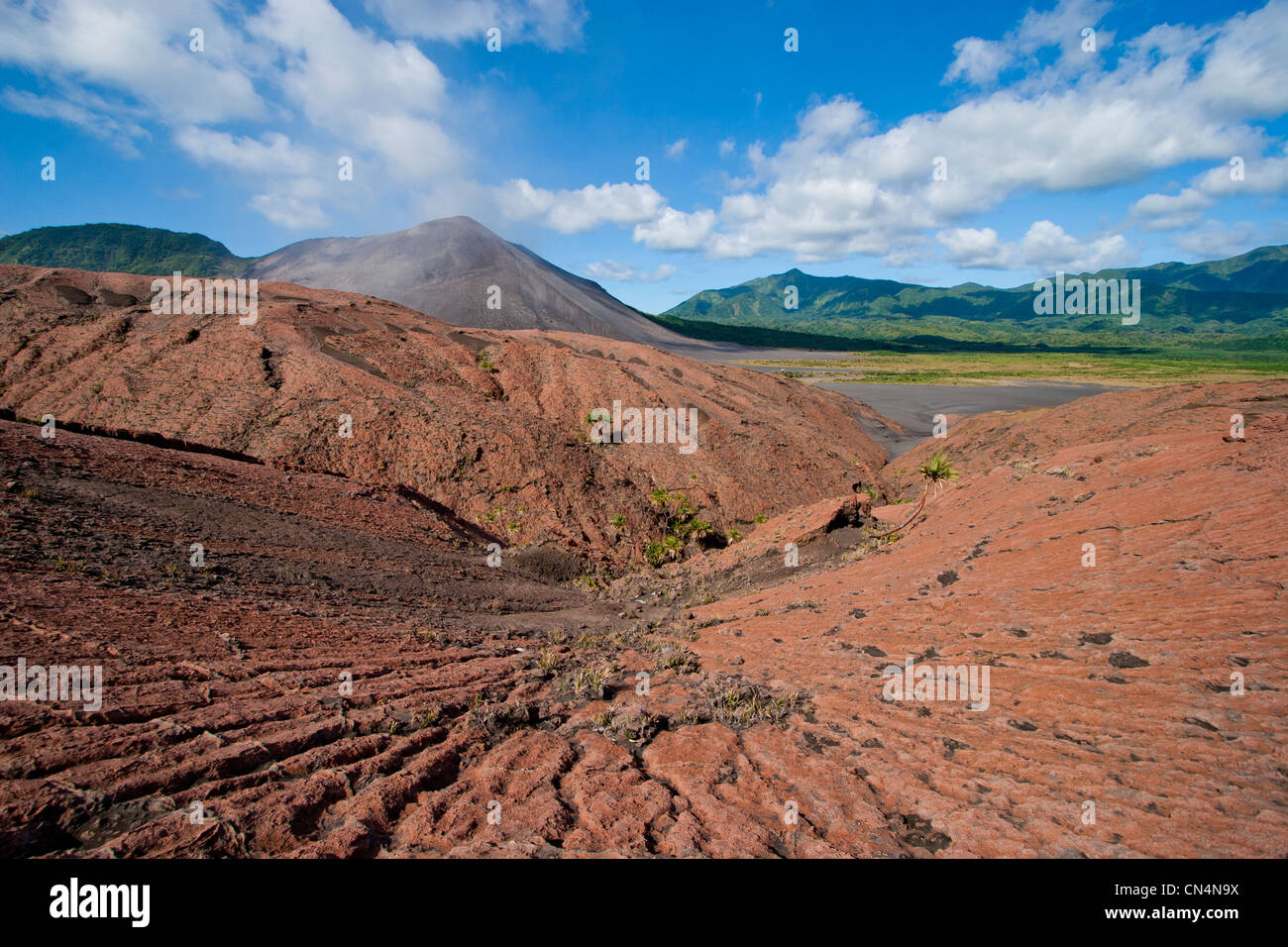 Vanuatu, Tafea Province, Tanna Island, Mount Yasur, petrified lava flow ...
