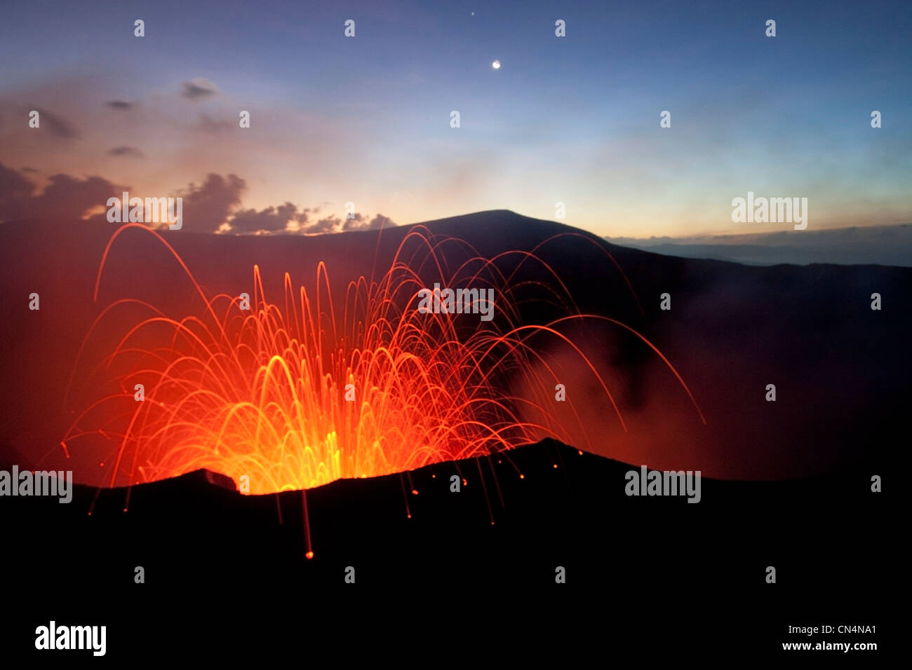 Vanuatu, Tafea Province, Tanna Island, Mount Yasur, volcanic eruption ...