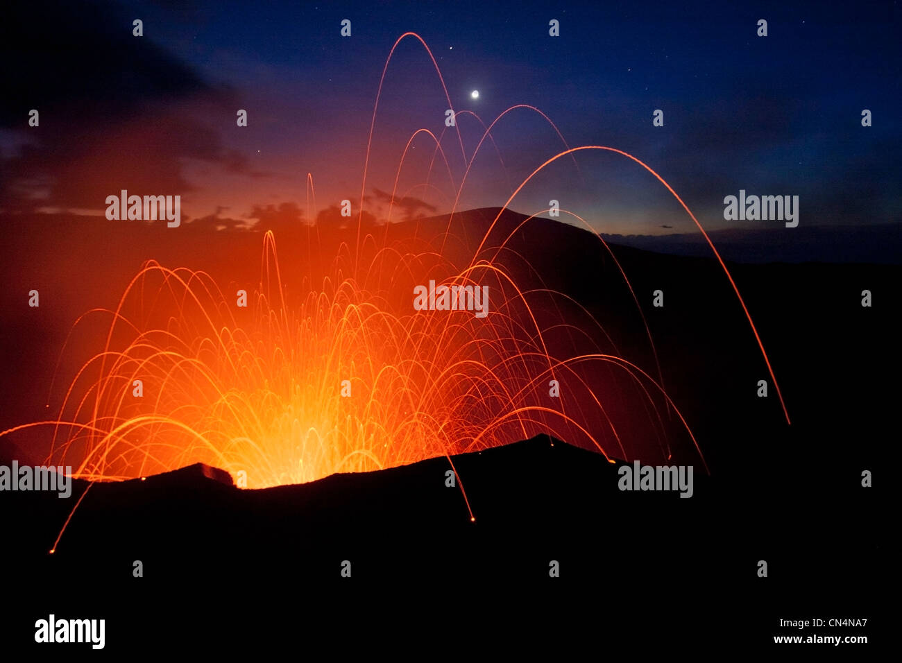 Vanuatu, Tafea Province, Tanna Island, Mount Yasur, volcanic eruption ...