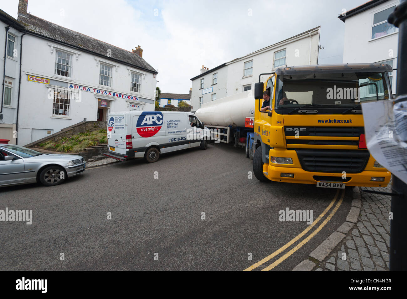 Roadworks in St Austell Cornwall to replace brick for granite slabs ...