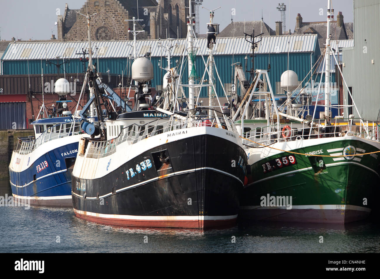 Commercial fishing fleet boats berthed hi-res stock photography and ...