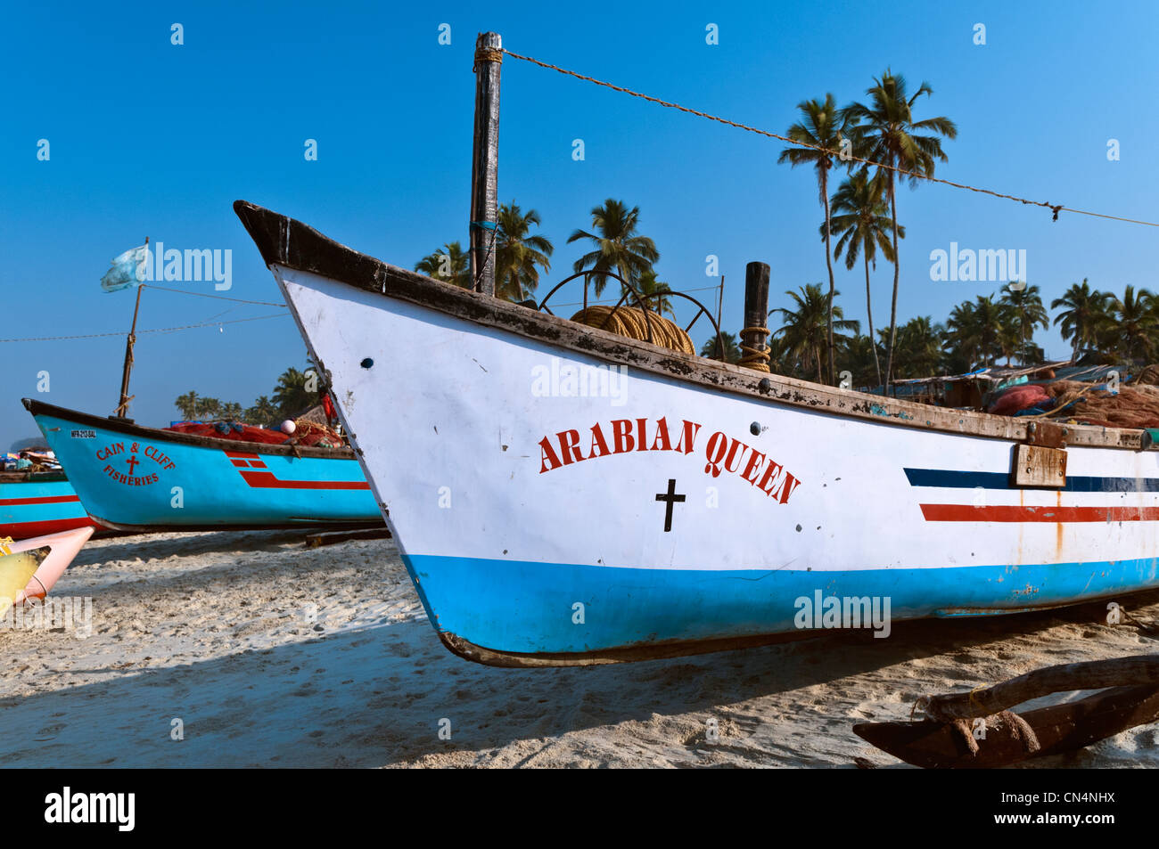Fishing boats Colva Beach Goa India Stock Photo - Alamy
