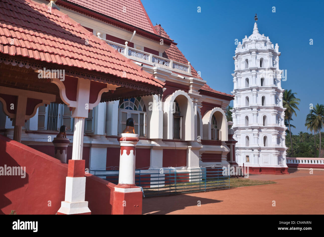 Shanta Durga hindu temple and deepmal lamp tower Ponda Goa India Stock ...