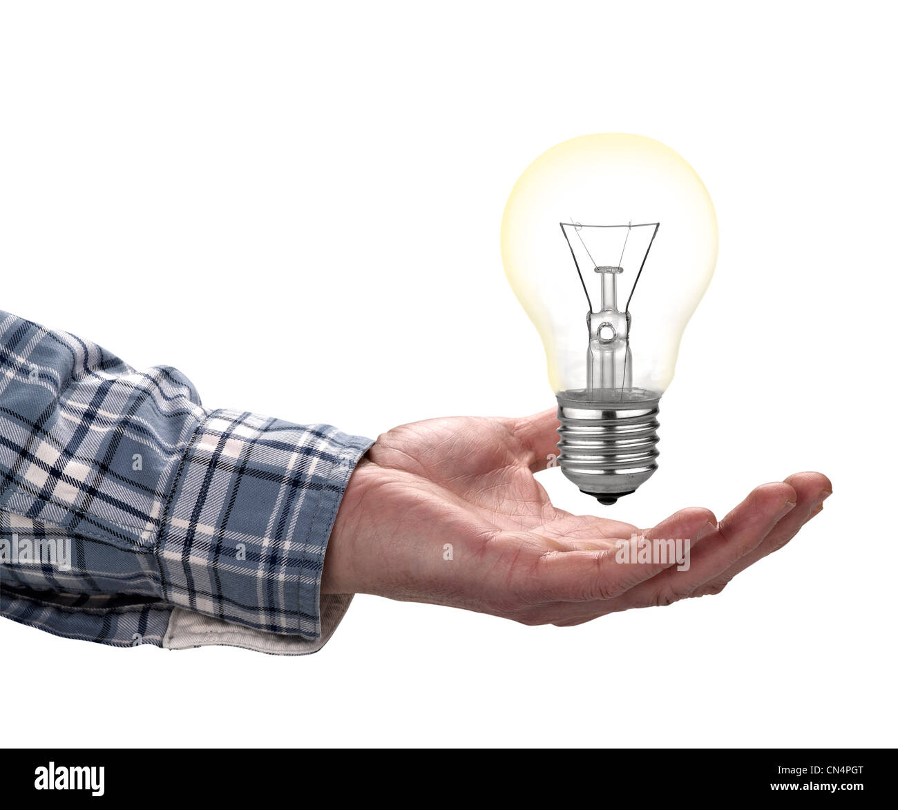 Light bulb in hand Stock Photo - Alamy