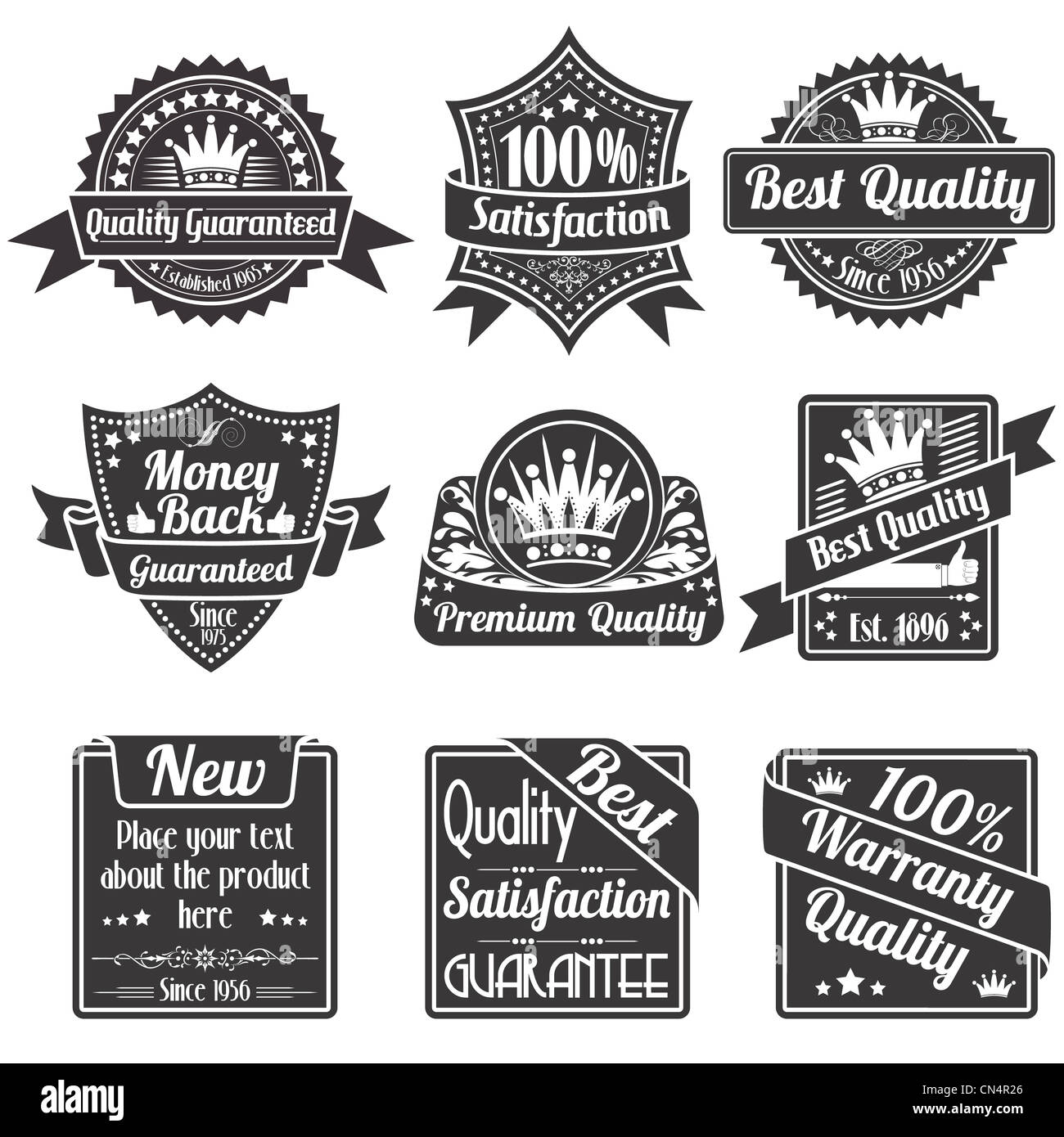 Collection Best Quality and Guarantee Labels, isolated on white ...