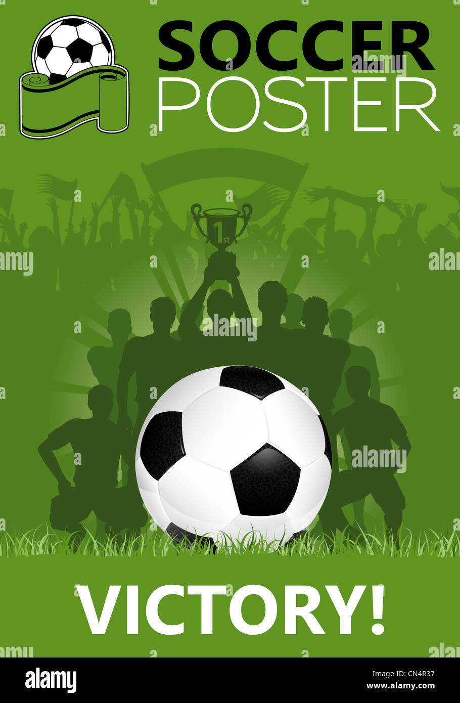 Soccer Poster with Winning Team with the Cup in his hands, vector ...