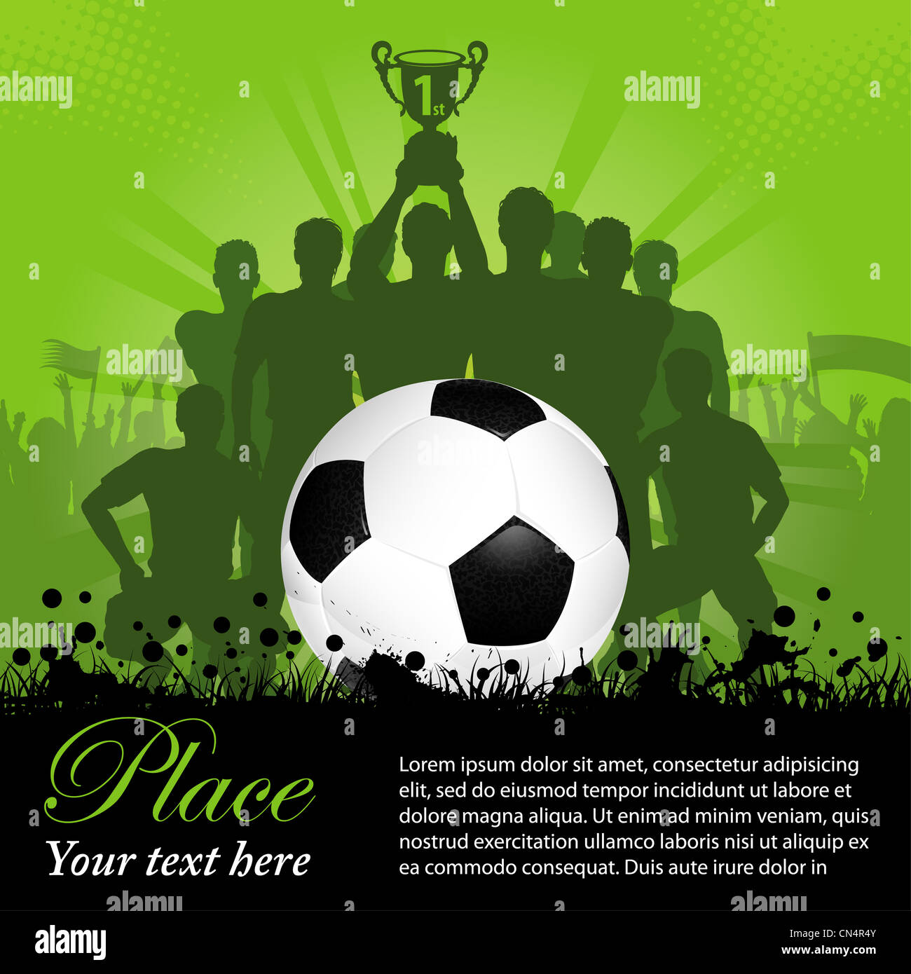 Soccer Poster with Winning Football Team with the Cup in his hands and ...