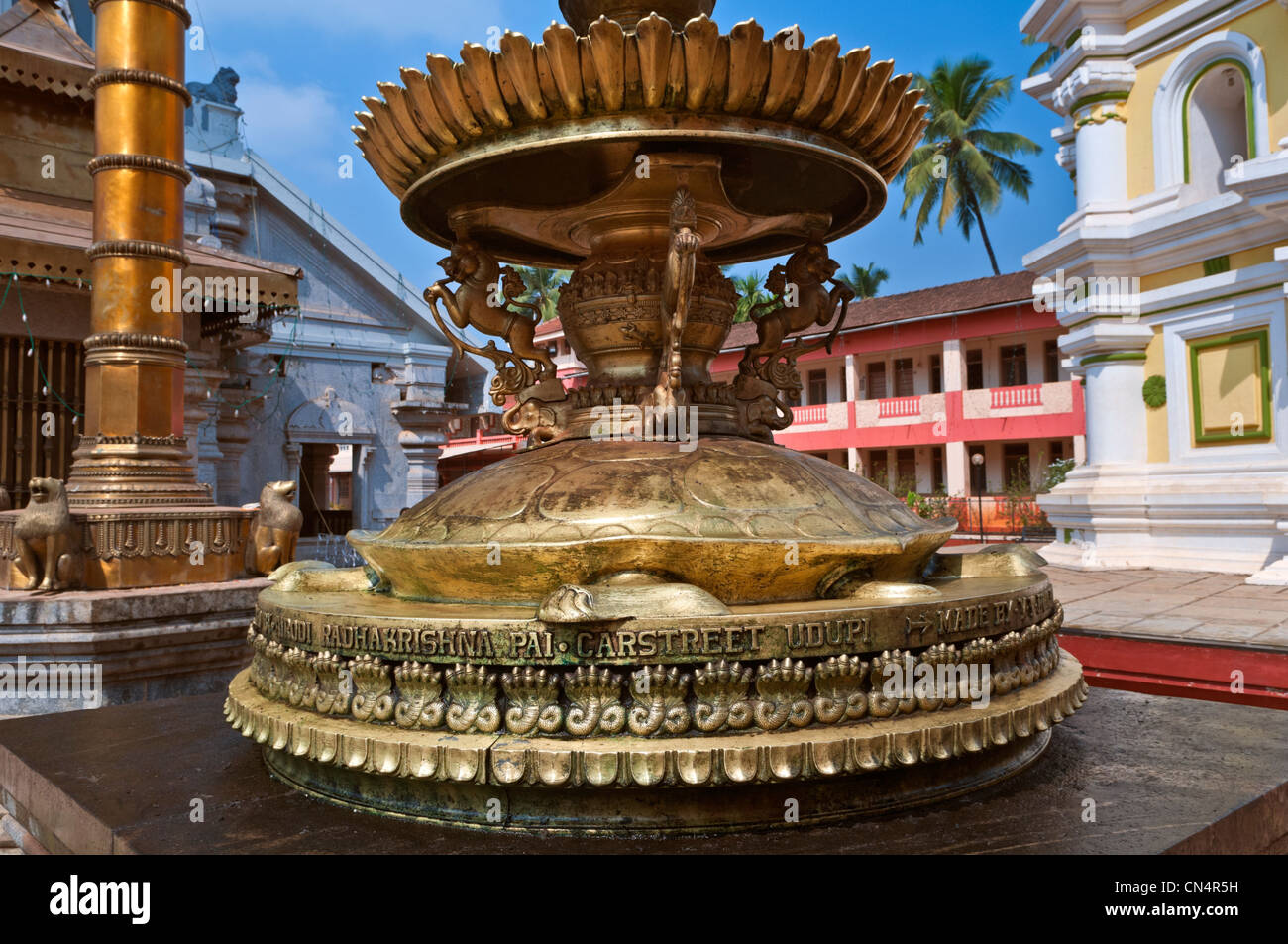 Lamp tower Mahalsa hindu temple Mardol village Ponda Goa India Stock ...
