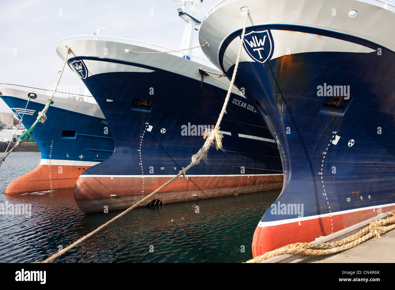 Deepsea trawlers alongside the port of Fraserburgh N.E.Scotland Part of ...