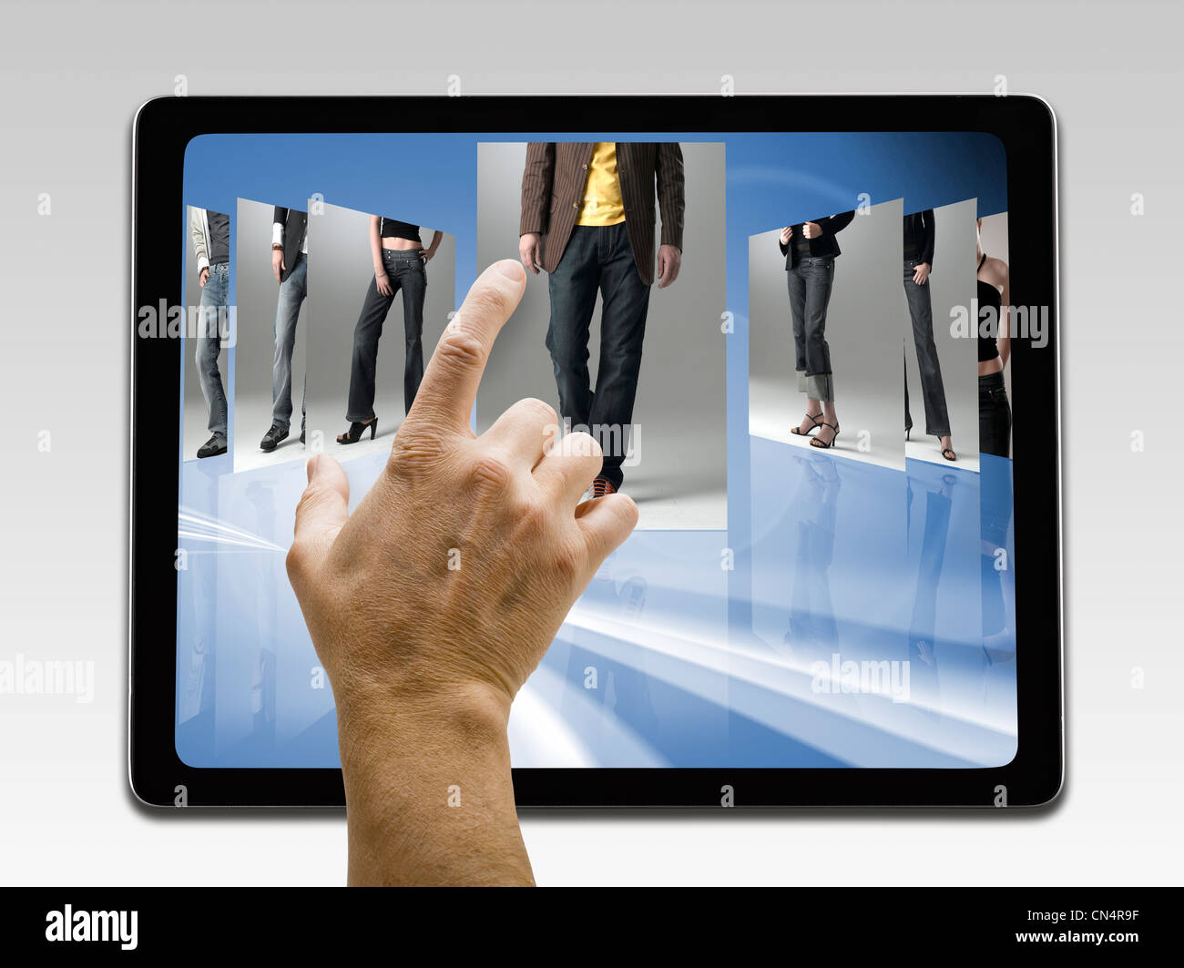 Finger pointing laptop screen hi-res stock photography and images - Alamy
