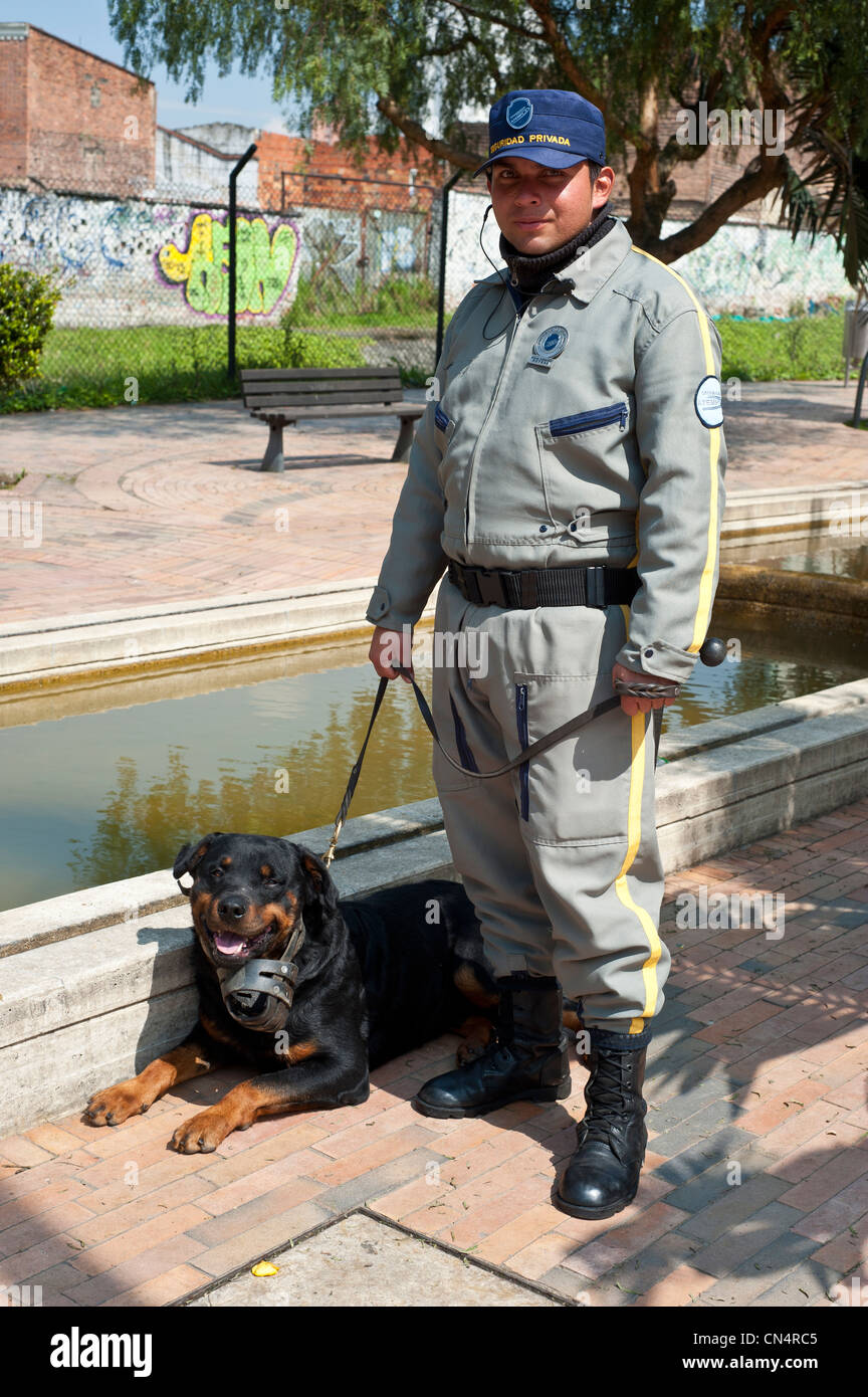 Colombia, Cundinamarca Department, Bogota, downtown district, security ...