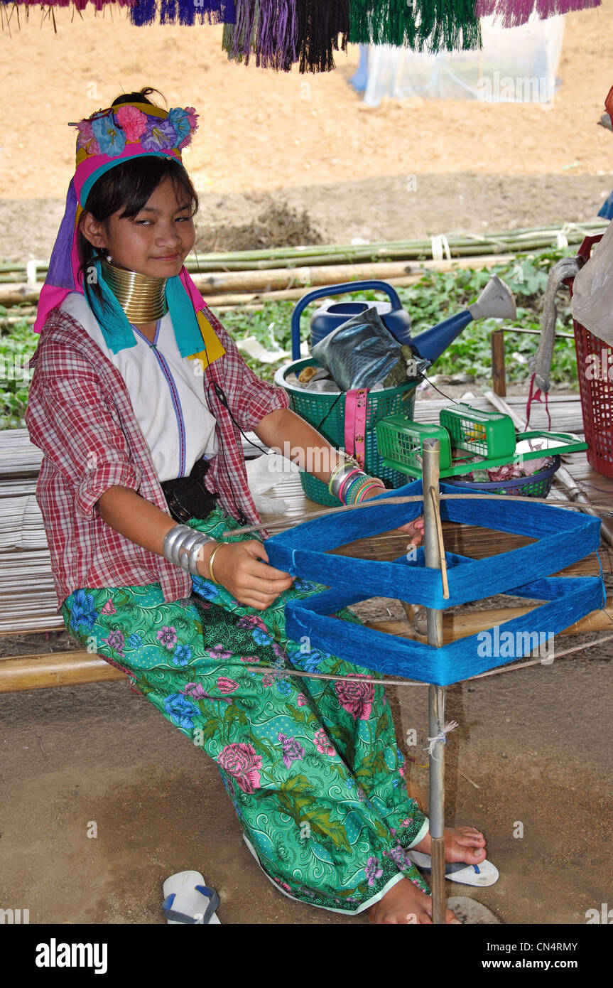A young Kayan Lahwi girl at Karen Long Neck hill tribe village, Chiang ...