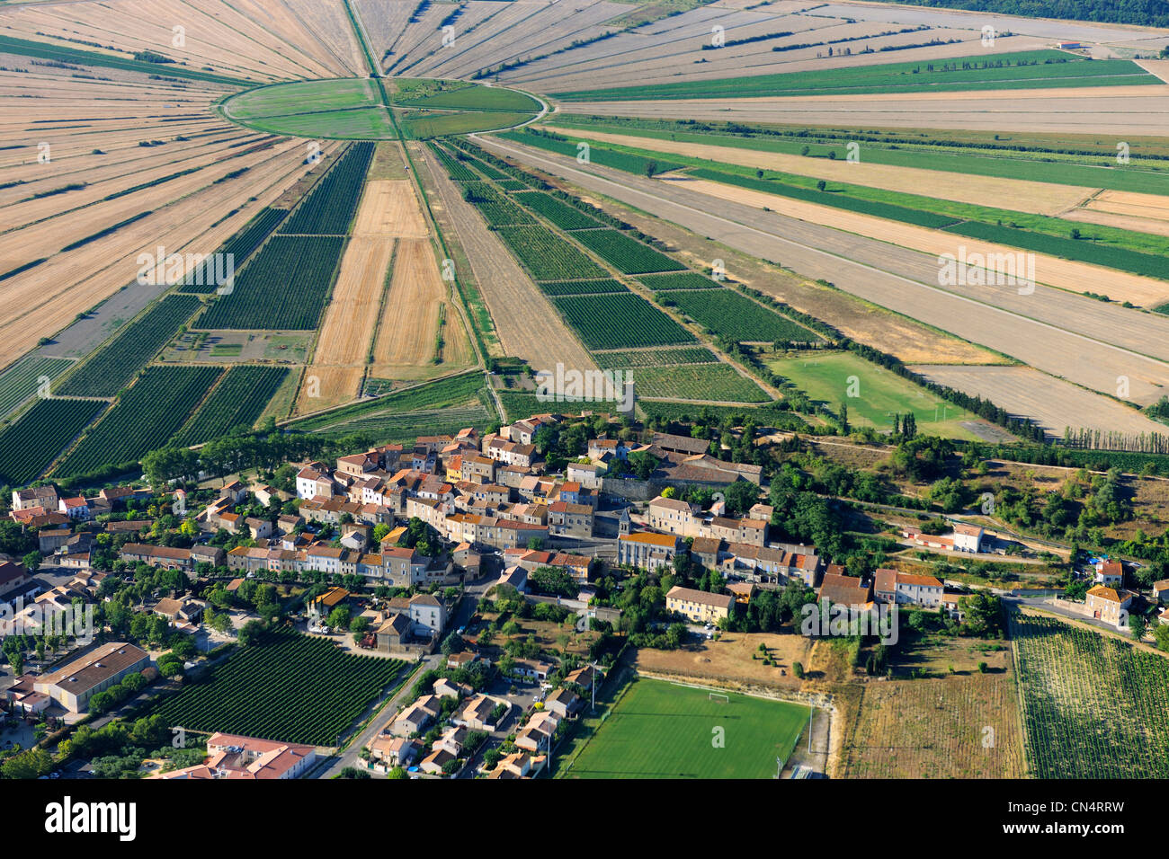France, Herault, Montady village and the former Etang de Montady, the ...