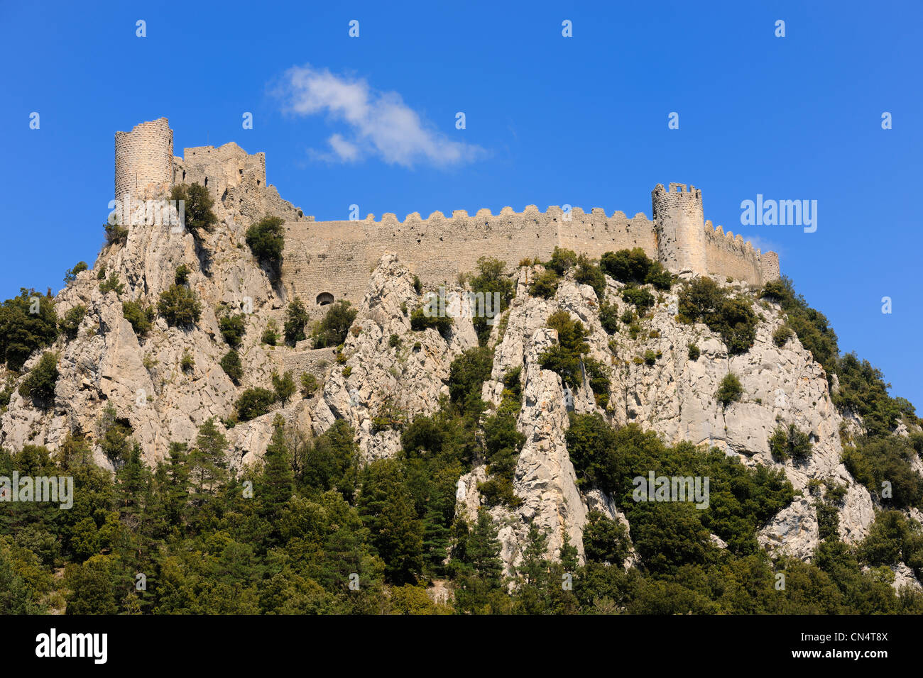 France, Aude, Cathar castle of Puilaurens Stock Photo - Alamy
