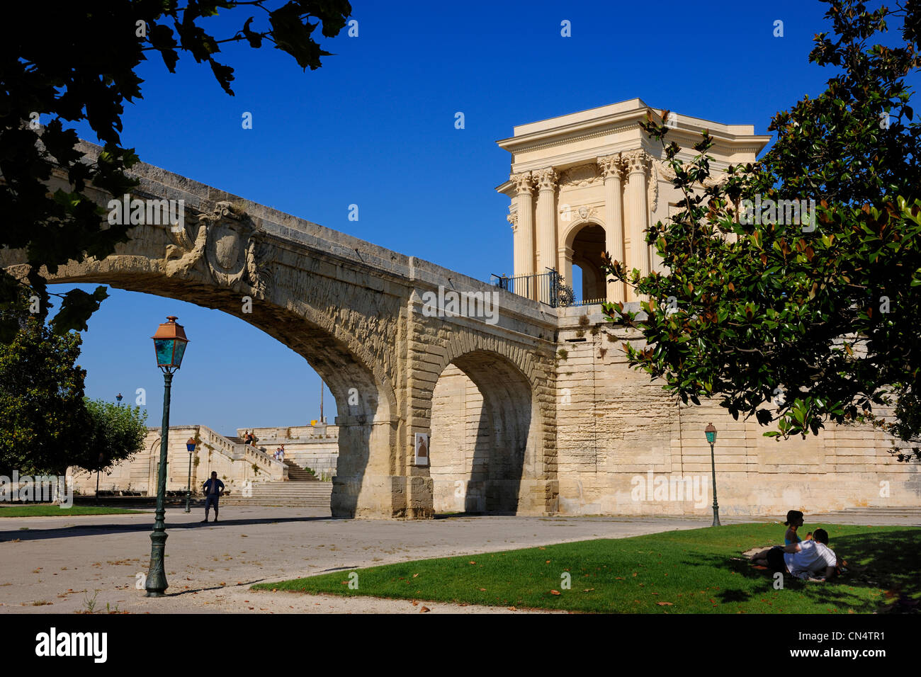 France, Herault, Montpellier, water tower of the Promenade du Peyrou ...