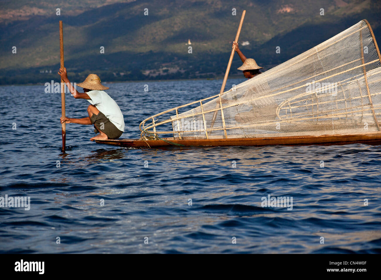 Fishing boat, Inle Lake, Burma (Myanmar Stock Photo - Alamy