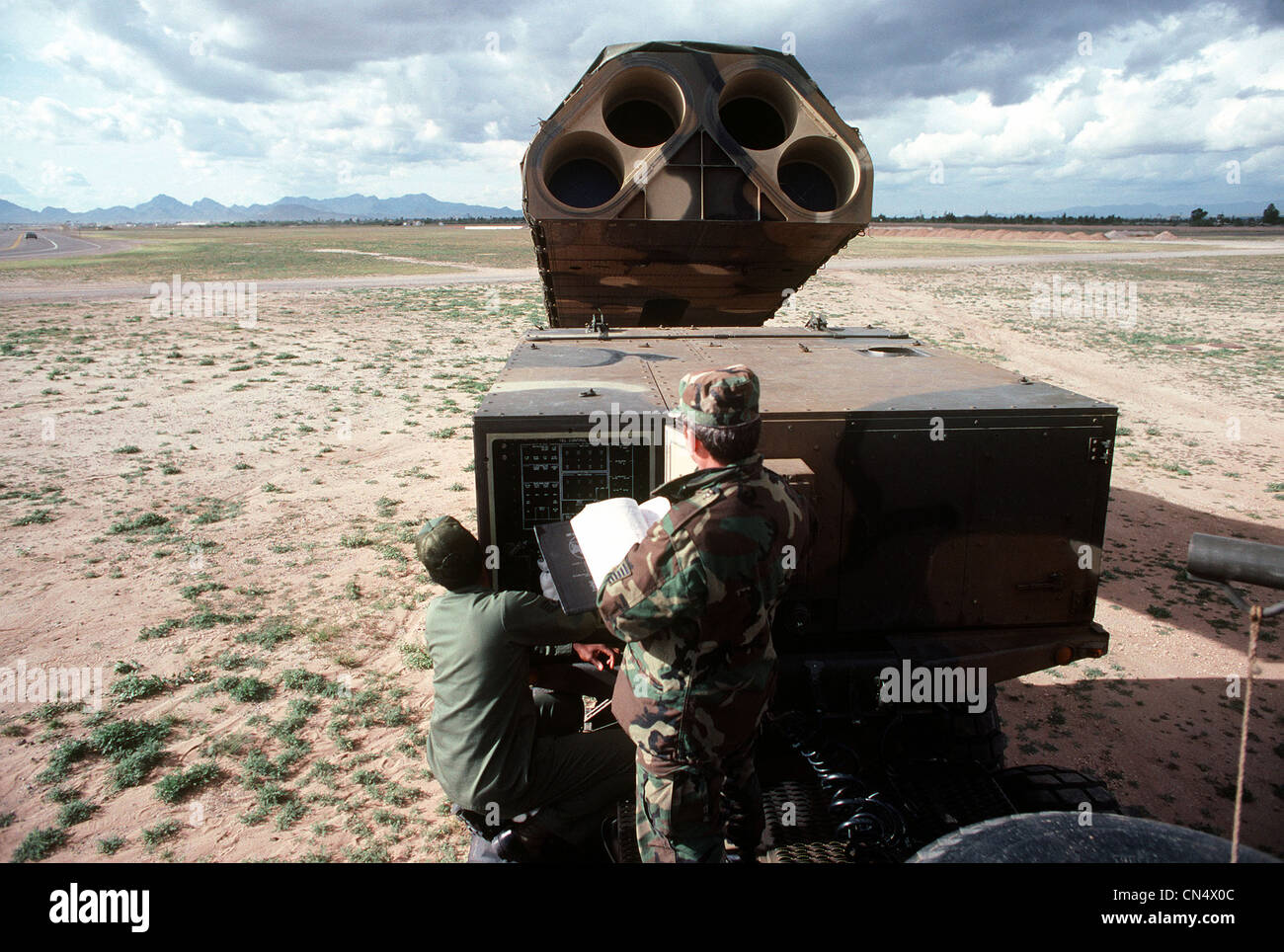 Members of the 487th Tactical Missile Wing (TMW) raise the launch tubes ...
