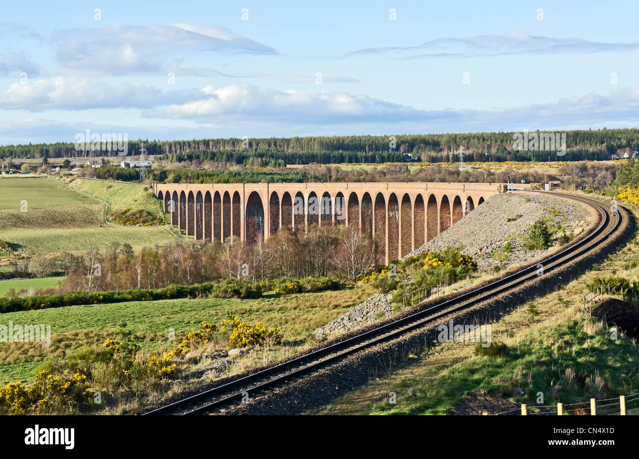 The famous Nairn railway Viaduct near Culloden south east of Inverness ...