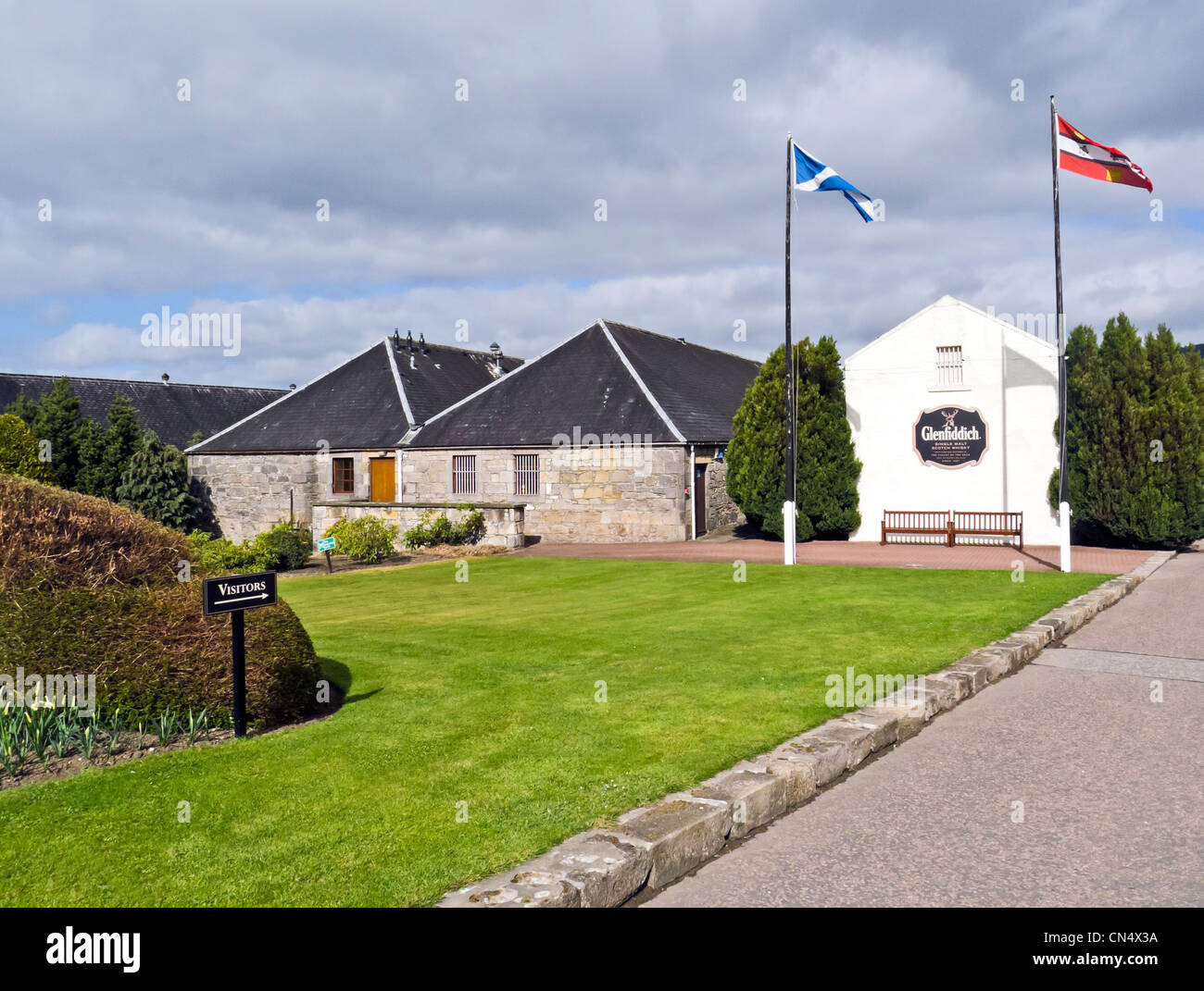 Visitors entrance to Glenfiddich Whisky Distillery in Dufftown Moray ...