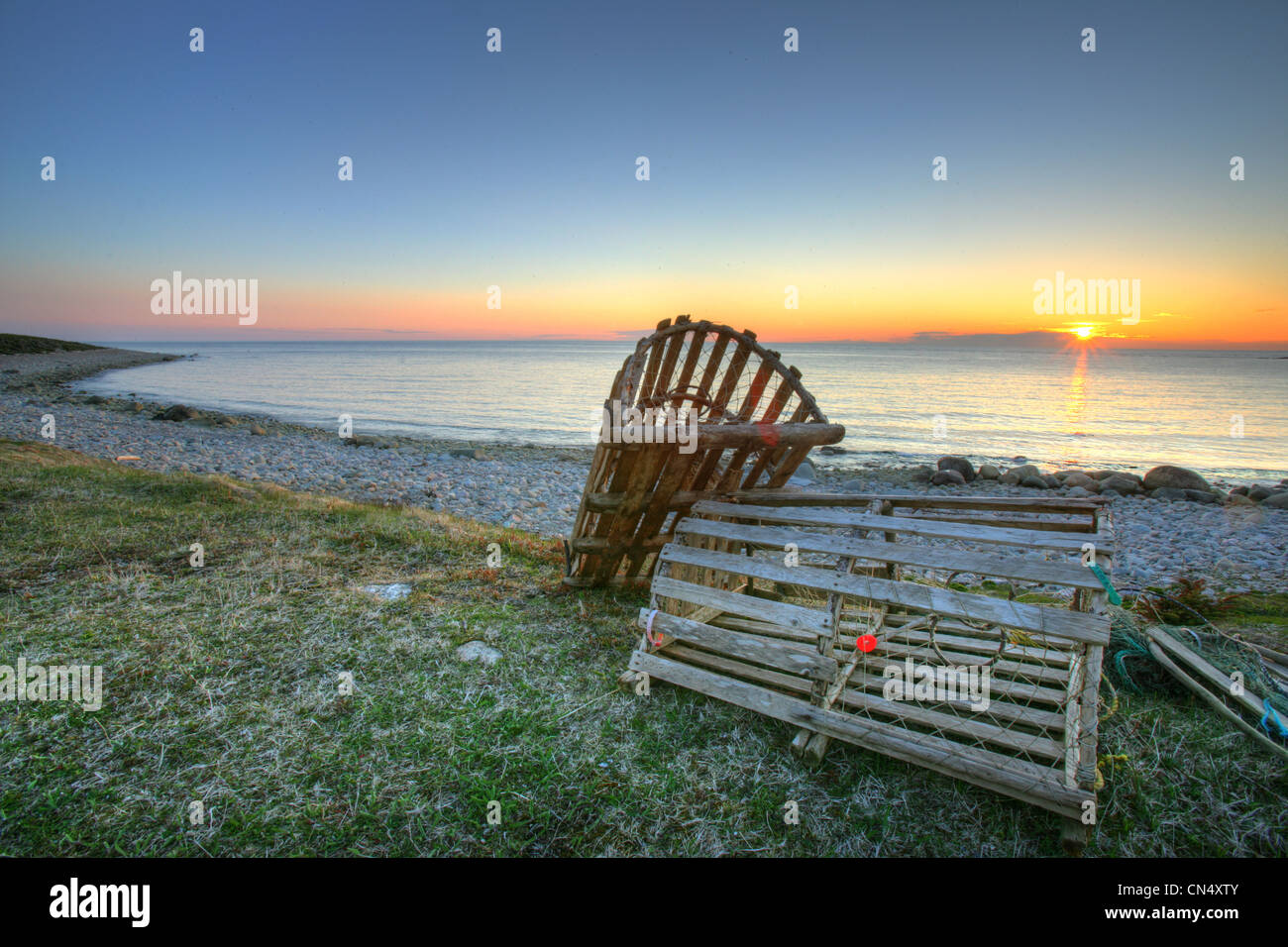 Lobster Traps and Sunset, Green Point Campground, Gros Morne National ...