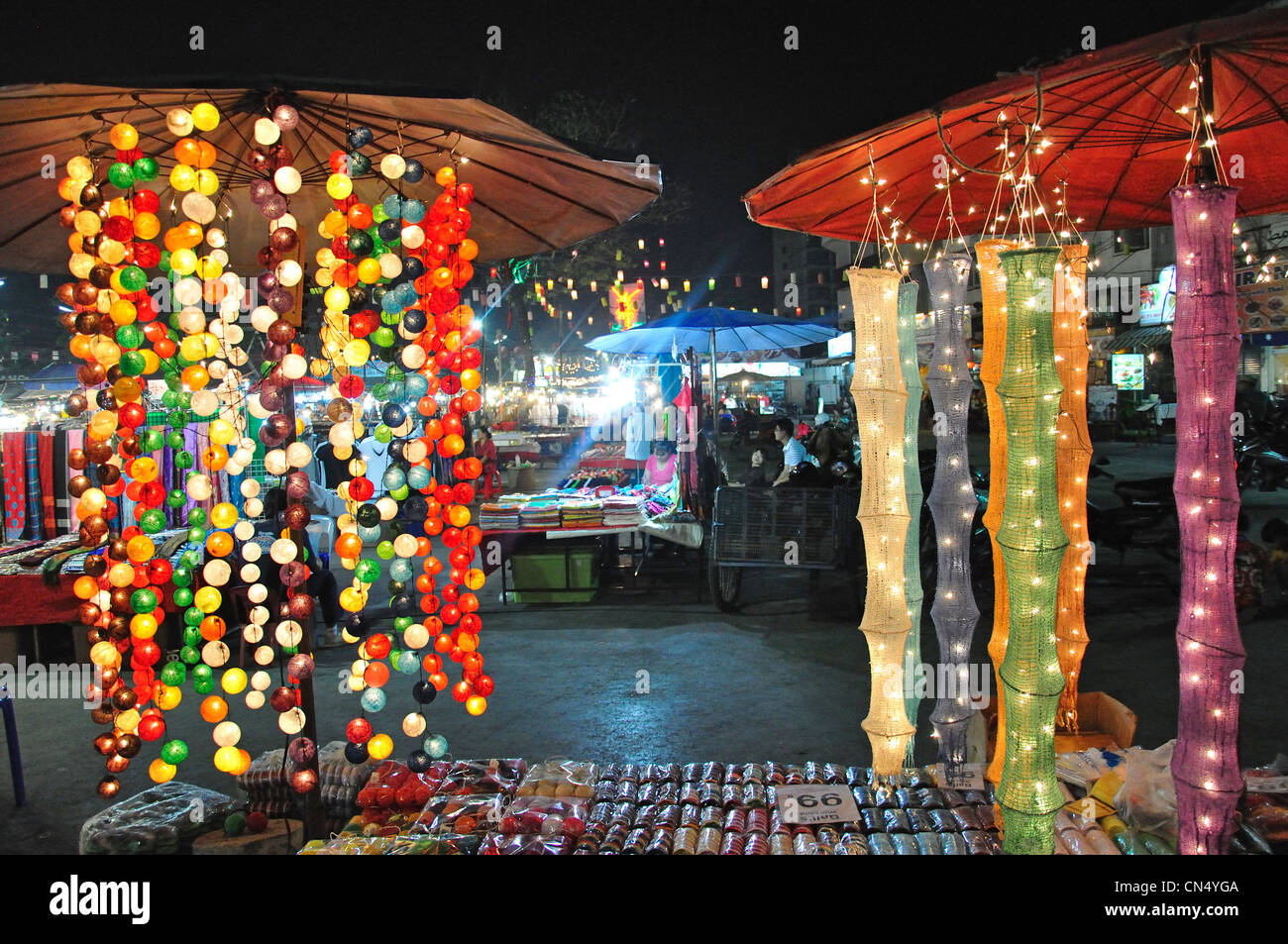 Lamp stall in Chiang Mai Night Bazaar, Chan Klan Road, Chiang Mai ...