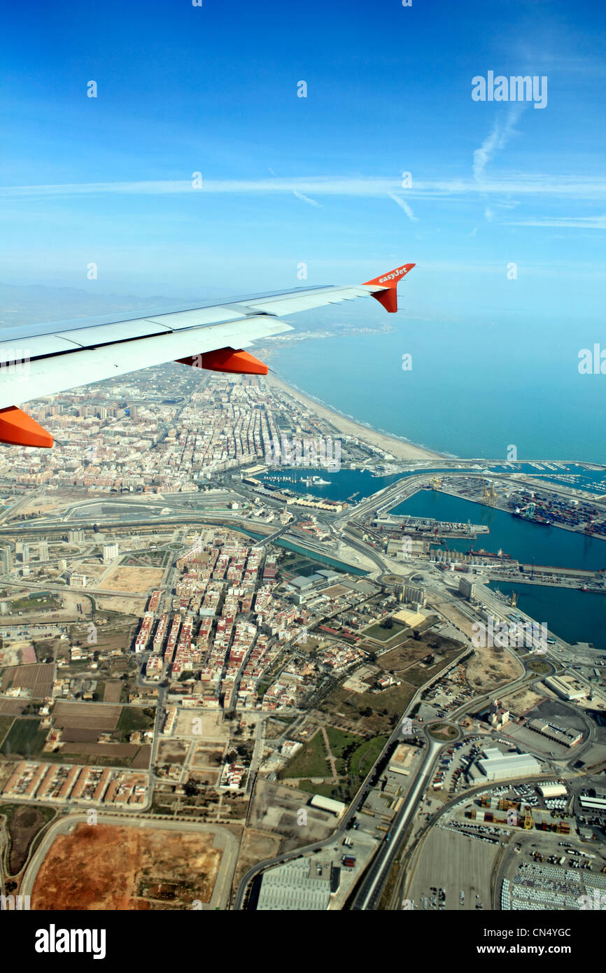 View from plane of Valencia Spain Europe Stock Photo - Alamy